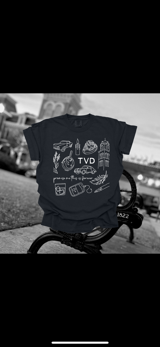 TVD Doodles Tee — Mystic Falls Icons Line Art (Unisex) – H&E Designs