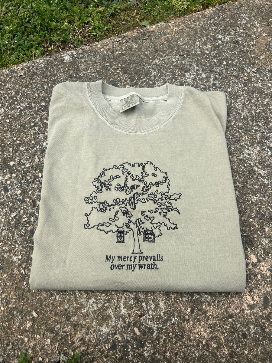 My Mercy Prevails Over My Wrath" Embroidered T-Shirt | Inspired by The ...