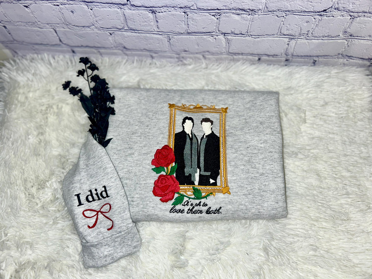 Its Okay to Love Them Both Embroidered Crewneck Salvatore Brothers TVD ...