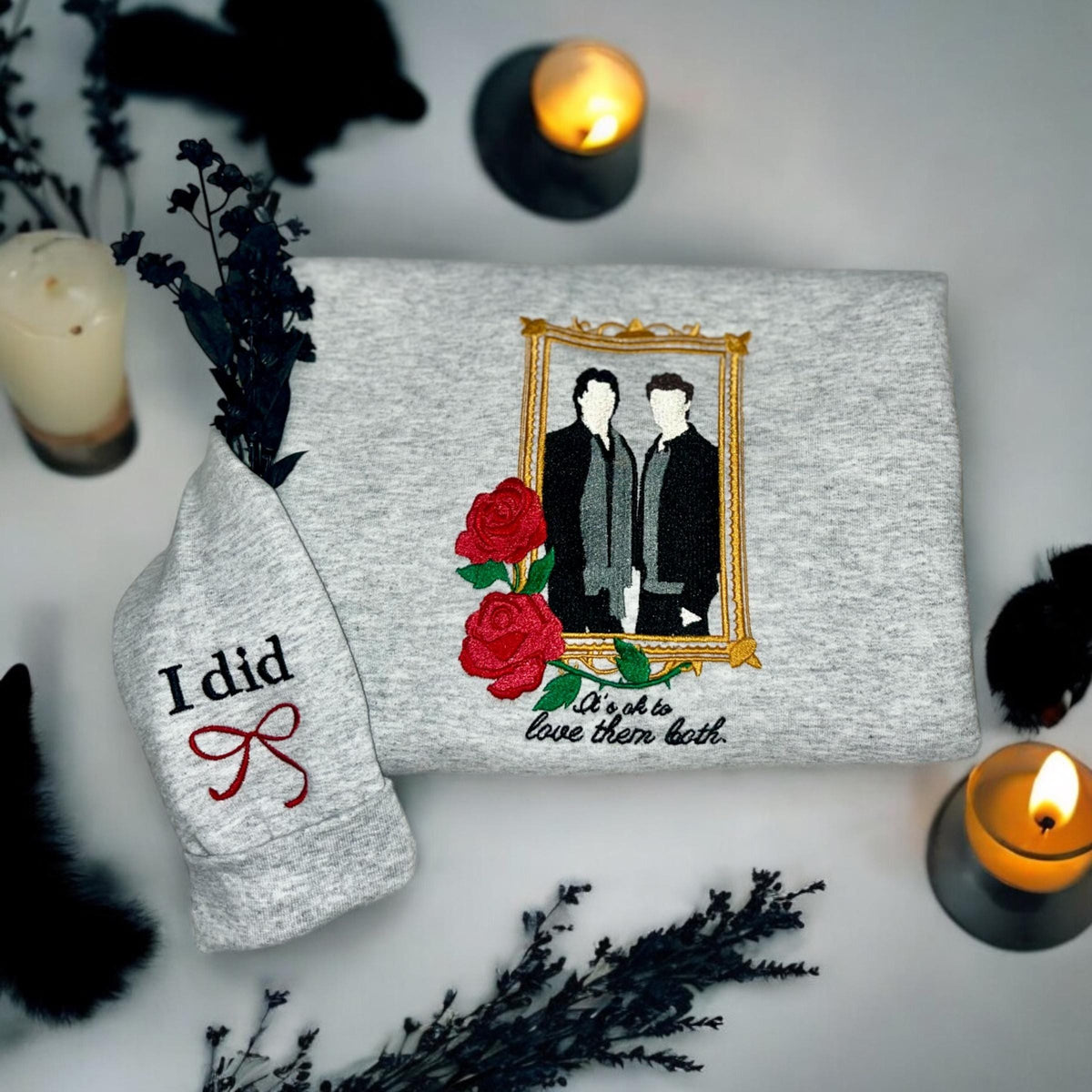 Its Okay to Love Them Both Embroidered Crewneck Salvatore Brothers TVD ...